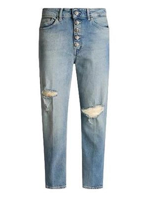 DONDUP Cotton-blend Cropped Boyfriend Jeans - Blue