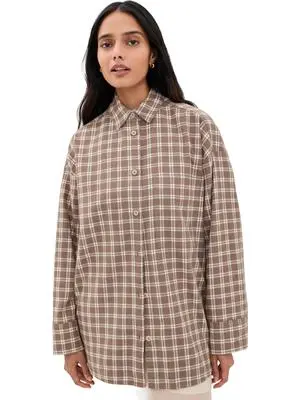 BY MALENE BIRGER Derris Flannel Button Down Shirt - Fossil