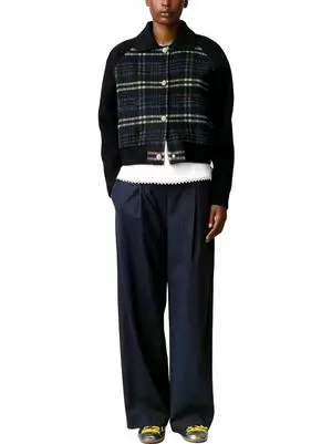 Claudie Pierlot Striped Bi-material Jacket - Black