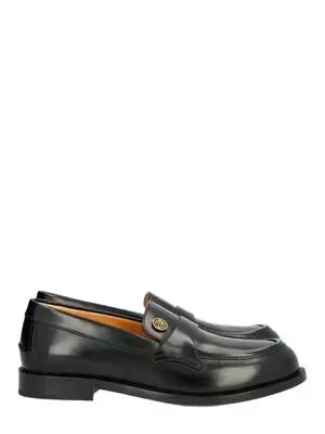 Versace Manu Leather Loafers - Black