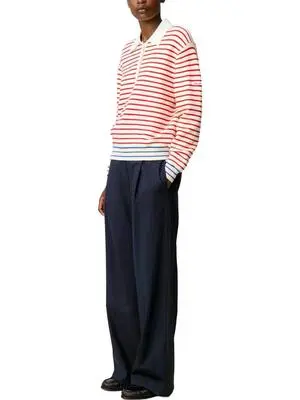 Claudie Pierlot Striped Polo Neck Jumper - Neutrals