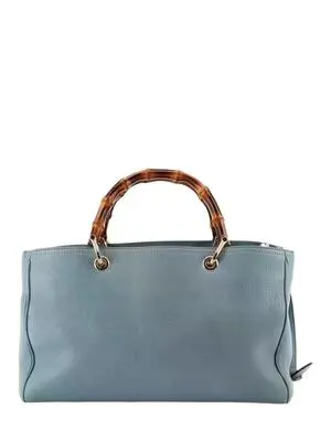 Gucci Bamboo Shopper Leather Medium Tote Bag - Blue