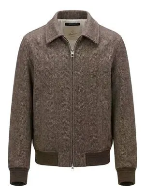 MONTECORE Herringbone-pattern Zip-up Jacket - Brown
