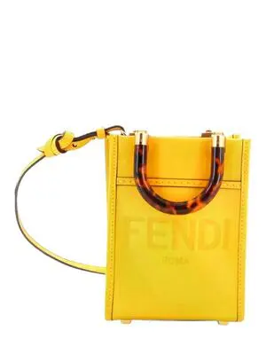 Fendi Sunshine Shopper Tote Leather Mini Crossbody Bag - Yellow