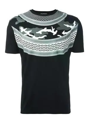 Neil Barrett Camouflage-print Graphic-print T-shirt - Black
