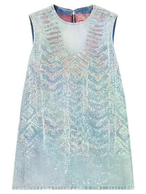 DIESEL® Mini Dress In Microstone Devoré Denim - Blue