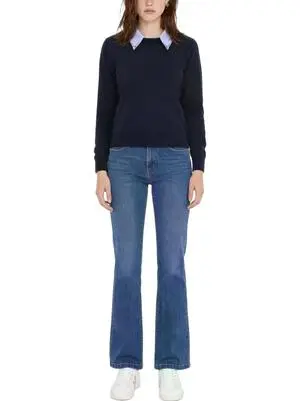 Liu Jo Wool Blend Sweater With Poplin Collar - Blue