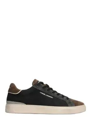 CRIME LONDON Suede-panelled Leather Sneakers - Black