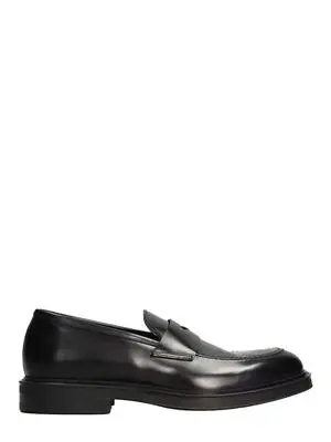 GREEN GEORGE Leather Penny Loafers - Black