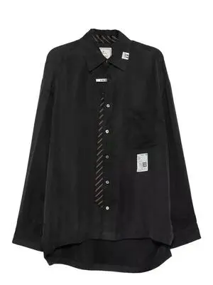Mihara Yasuhiro Logo-patch Tie-detail Shirt - Black