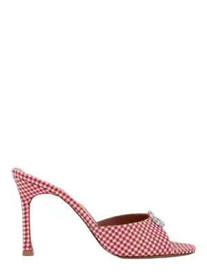 AMINA MUADDI Amina Muaddi Mini Camelia Gingham Heeled Sandals