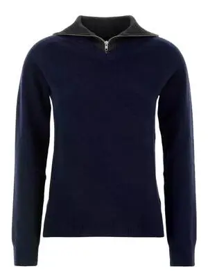 MAISON MARGIELA Quarter-zip Knitted Sweater - Blue