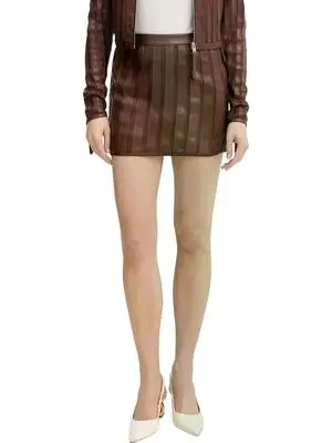 SILVIAN HEACH Manny Pleated Faux-leather Mini Skirt - Brown