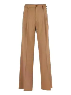 VIVIENNE WESTWOOD Wool Pleated Straight-leg Trousers - Brown