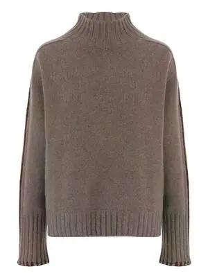 OLIVER LATTUGHI Stripe-detail Cashmere Sweater - Brown