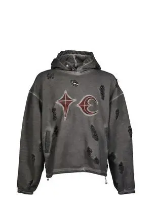 THUG CLUB Rock Distressed Hoodie - Grey