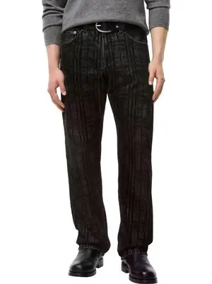 Burberry Check Flocked Straight Jeans - Black