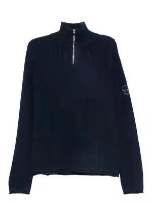 MURPHY&NYE Ribbed-knit Quarter-zip Sweater - Blue