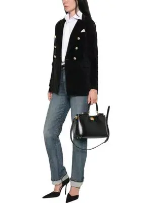CIRCOLO 1901 Double-breasted Velvet Jacket - Black