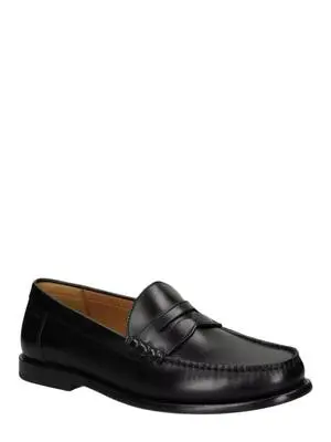 BOSS Leather Moccasins With Penny Trim Loafers - Black