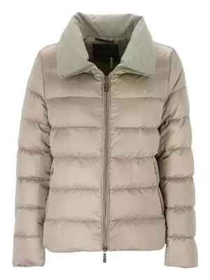 MOORER Quilted High-neck Jacket - Neutrals