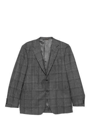 Canali Check-pattern Single-breasted Blazer - Grey