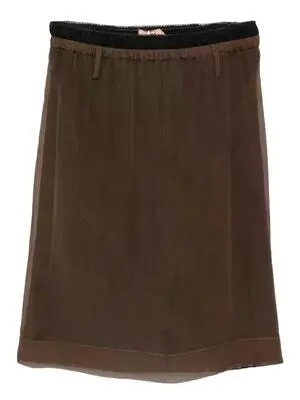 N°21 Lace-trim Midi Skirt - Brown