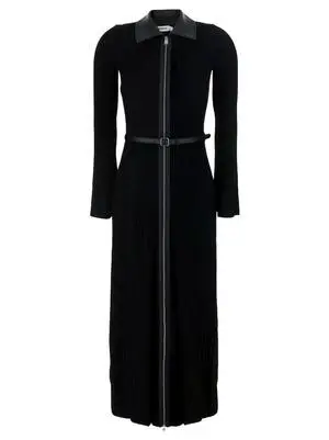 SIMKHAI SIMKHAI Belted Ribbed-Knit Midi Dress
