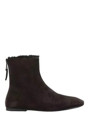 STRATEGIA SHOES Suede Shearling-trim Boots - Brown