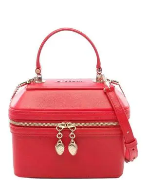 BVLGARI Leather Serpenti Forever Vanity Bag Satchel - Red