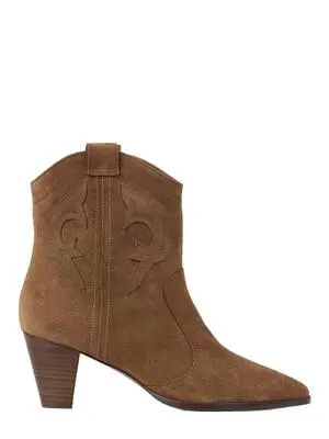 Ba&sh Casey Embroidered Western Ankle Boots - Brown