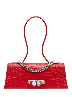 Alexander McQueen Croc-effect Jewelled Top-handle Bag - Red