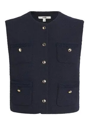 Maje Tweed Gilet - Blue