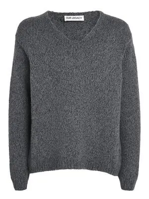 Our Legacy Wool Link V-neck Sweater - Grey