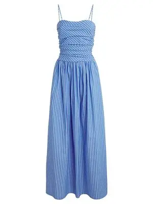 Faithfull The Brand Cotton Stripe Portlligat Maxi Dress - Blue