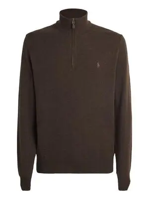 Polo Ralph Lauren Polo Ralph Lauren Wool Polo Pony Quarter-Zip Sweater Brown