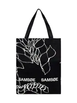SAMSOE SAMSOE Floral-print Logo Tote Bag - Black