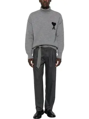 AMI Paris De Coeur Roll-neck Sweater - Grey