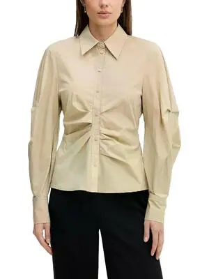 Sisley Gathered Puff-sleeve Shirt - Neutrals