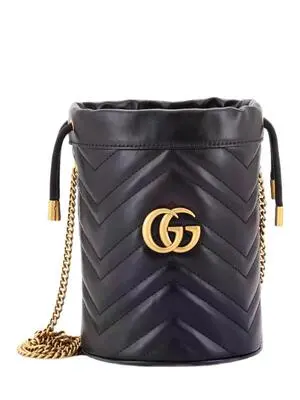 Gucci Gg Marmont Matelasse Leather Mini Bucket Bag - Black