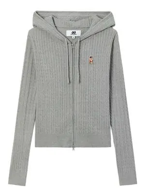 CHOCOOLATE Cable-knit Zip-up Cardigan - Grey