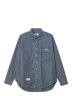 CHOCOOLATE Striped Button-down Shirt - Blue