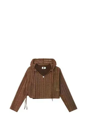 Izzue Logo-plaque Open-knit Hoodie And Tank Top Set - Brown