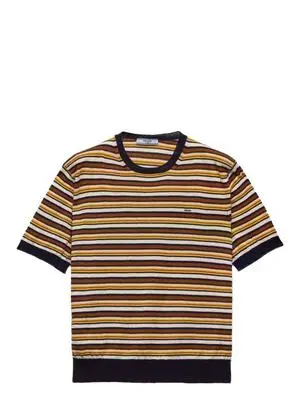 PRADA Short-sleeved Striped Cashmere Sweater