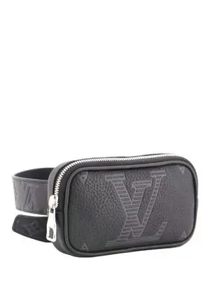 LOUIS VUITTON Louis Vuitton Signature Pocket Monogram Shadow Giant Taurillon Leather Belt Bag Black