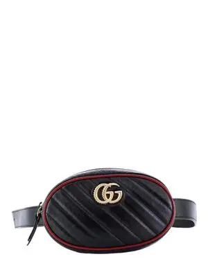 Gucci Gg Marmont Diagonal Quilted Belt Bag - Black