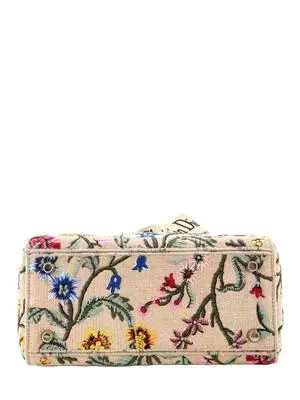 Dior Christian Dior Lady D-Lite Bag Embroidered Raffia Medium Satchel Neutrals