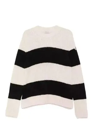 Moncler Bouclé-knit Striped Sweater - Neutrals