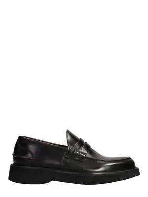 GREEN GEORGE Leather Penny Loafers - Black