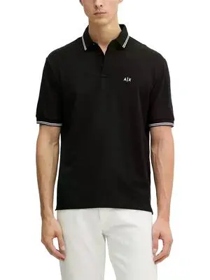 Armani Exchange Logo-embroidered Tipped Polo Shirt - Black